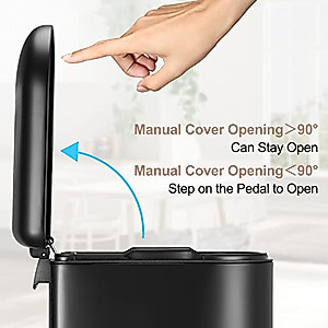 Black Kitchen Trash Can Combo Set, Step Metal Garbage Cans with Lid, 10.6+2.6 Gallon Big Small Trash Can for Kitchen, Office, Bathroom
