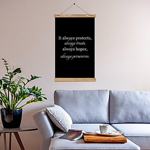 Mousus It Always Protects,always Trusts,always Hopes,always Perseveres Natural Wood Hanger Frame & Canvas Poster Hanging Painting Wall Home Decorative Artwork for Living Room Bedroom Office Holiday Gi