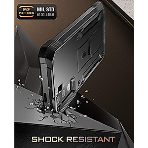 Poetic Revolution Case for Samsung Galaxy S21 5G 6.2 inch, Built-in Screen Protector Work with Fingerprint ID, Full Body Rugged Shockproof Protective Cover Case with Kickstand, Black