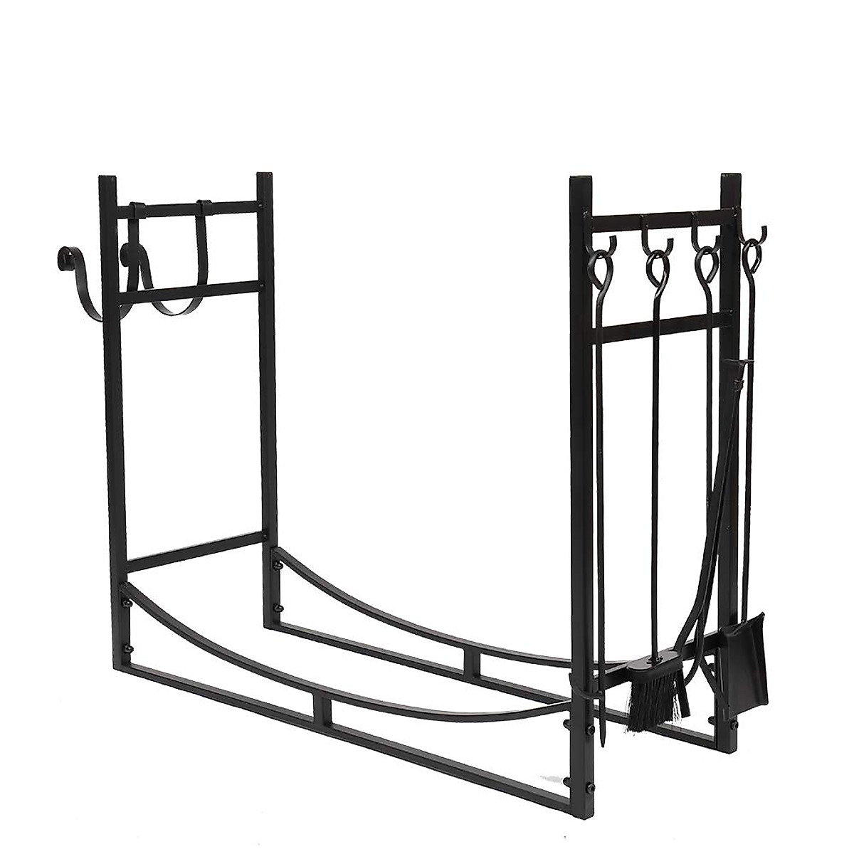 Knocbel 36 Inch Firewood Rack with Tools, Indoor/Outdoor Log Rack Holder, Fireplace Wood Stacker for Patio Deck Firepit (Black)