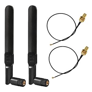 2 Set 8dBi WiFi RP-SMA Male Antenna, MELIFE 2.4GHz 5.8GHz Dual Band with 20CM U.FL/IPEX to RP-SMA Female Pigtail Cable.