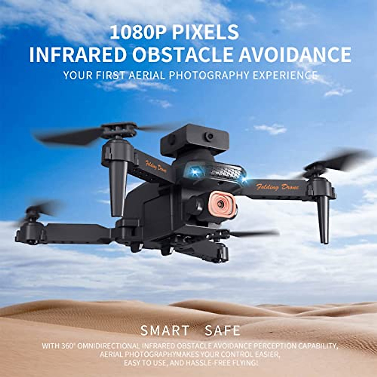 Mini Drone With 1080P Dual HD FPV Camera, FPV Foldable Remote Control Toys Gifts For Boys Girls, with Carrying Case, 𝖮𝗇𝖾 𝖪𝖾𝗒 Take Off/Land, Altitude Hold, Speed Adjustment