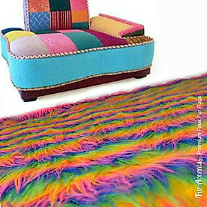 Fur Accents Shag Area Rug - Thick Long Hair Rainbow Shag Luxury Fur Carpet - Soft Faux Fur Sheepskin - Rectangle Accent Rug (5'x6')