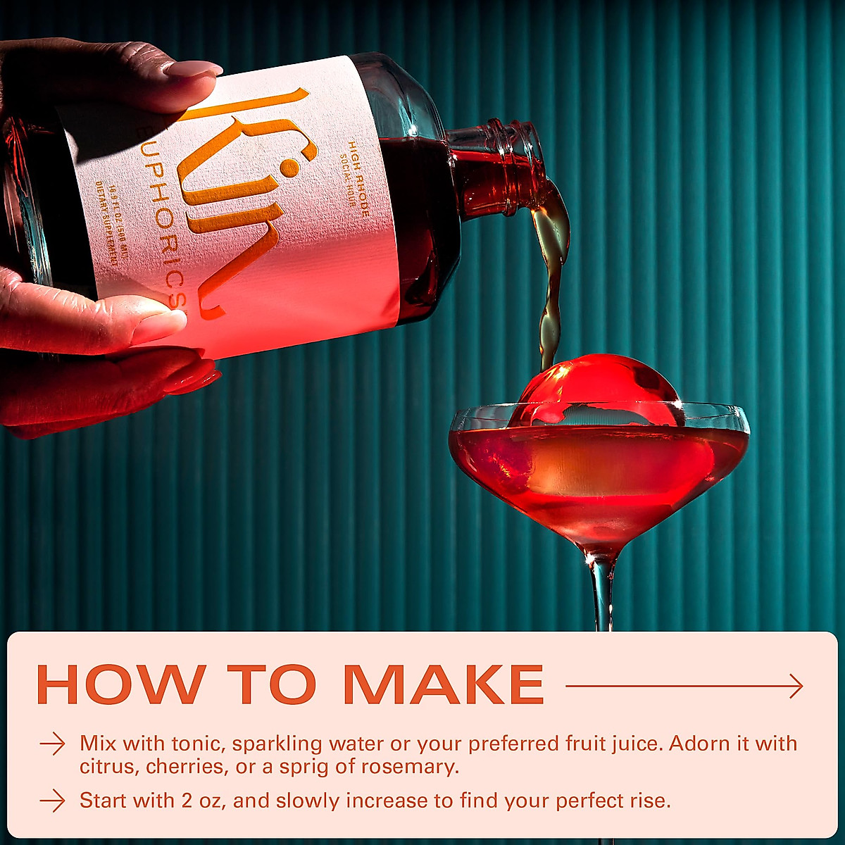 Kin Euphorics High Rhode Non-Alcoholic Aperitif | Elevate Your Social Hour | Adaptogens, Nootropics & Botanicals | Rhodiola Rosea, 5-HTP, GABA | Citrus, Bitters & Spices | 16.9 fl oz