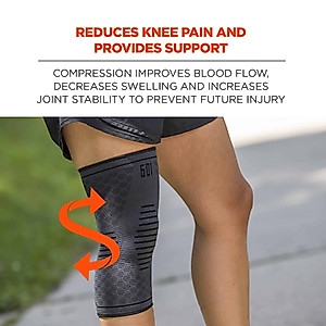 Ergodyne ProFlex 601 Knee Compression Sleeve Support for Men and Women Black, Large