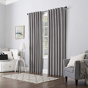 Sun Zero Hampshire Velvet Noise Reducing Thermal Extreme Total Blackout Back Tab Curtain Panel, 50" x 108", Gray