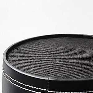 PU Leather Trash Cans Waste Paper Basket,2.6 Gallon Classic Garbage Bin Without lid for Living Room,Kitchen,Office,Hotel (Black)