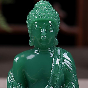 Seyee-bro Meditative Seated Buddha Statue - Gold Thai Sitting Buddha Figurine - Manmade Jade Praying Buddha Sculpture for Home Outdoor Decoration