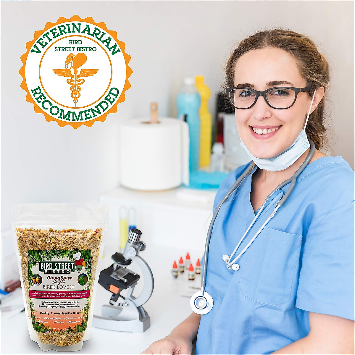 Bird Street Bistro Parrot Food Sample 4 Pack - Parakeet Food - Cockatiel Food - Bird Food - Cooks in 3-15 min w/Natural & Organic Grains - Healthy, Non-GMO Fruits, Healthy Orientated Spices