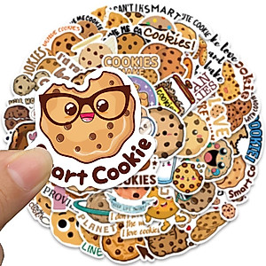 Cute Cookies Stickers for Kids, I Love Cookies Stickers, 50PCS Kawaii Snack Sticker Pack, Waterproof Vinyl Stickers for Water Bottle, Laptop, Scrapbook, Skateboard, Party Supplies