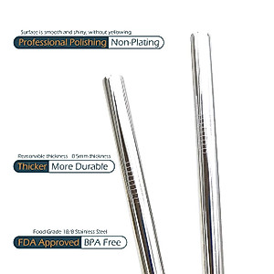 Super Big Drinking Straws Set 12" Extra Long 1/2" Extra Wide Reusable 304 Food-Grade 18/8 Stainless Steel for Frozen Drinks Boba Bubble Tea Smoothies and Shakes - Set of 2 with 2 Cleaning Brushes