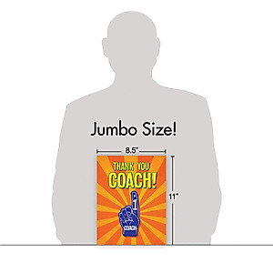 NobleWorks - 1 Jumbo Sports Teacher Graduation Greeting Card from US w/Envelope (8.5 x 11 Inch) - Student Group Gratitude for School Coaches, Mentor - Thank You Coach from All J5786TYG-US