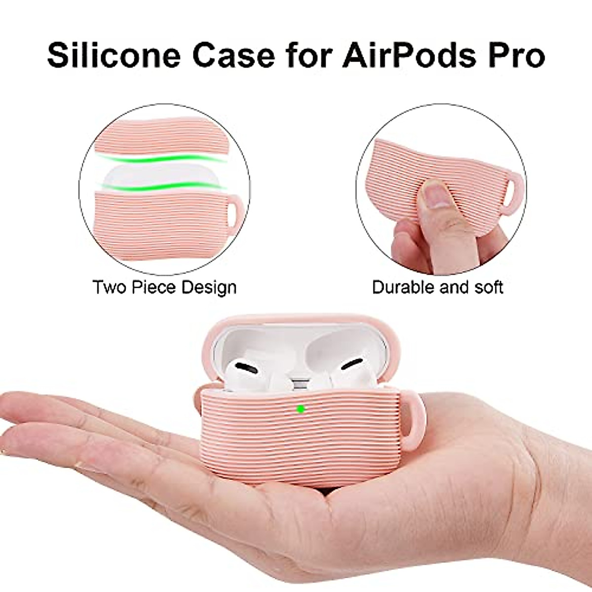 Case for Airpods Pro, Filoto Airpod Pro Cover for Women Girls, Cute Apple Air Pods 3 Case Silicone Protective Wireless Charging Case Accessories Keychain with Pompom (Pink)