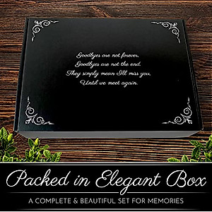 Funeral Guest Book with Custom Black and Real Silver Design, Guest Book for Funeral with 150 Memory Cards and Metal Signature Pen, Funeral Guest Book for Memorial Service with a Memory Table Sign