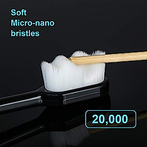Patelai 8 Pieces Soft Toothbrush Micro Nano Extra Soft Bristles Manual Soft Toothbrush with 20,000 Bristles for Teeth Oral Gum Recession Adults Kids Child (Black, White, Pink, Green)