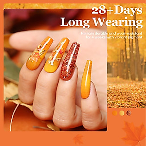 modelones 24 Pcs Gel Nail Polish Kit 7 ML, Fall Brown Nude Orange Gel Polish Set with Bond Primer Glossy&Matte Top Base Coat Manicure Gifts for Women