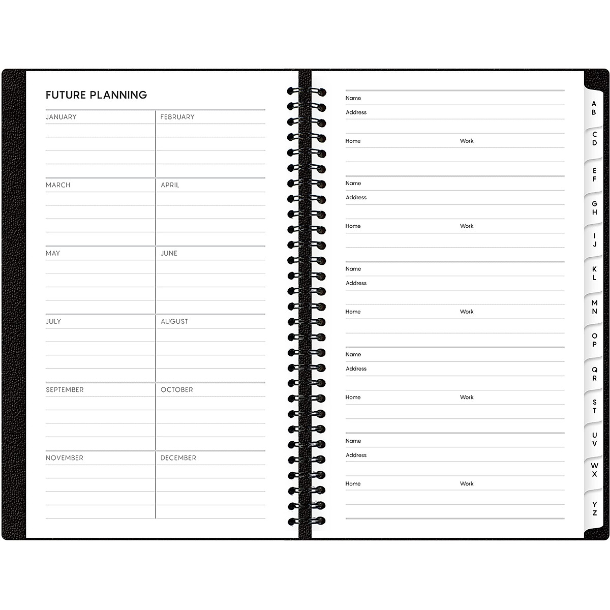 Blue Sky Aligned 2023 Weekly Contacts and Mini Planner, Telephone/Address, 3.5" x 6", Heavyweight Cover, Semi Concealed Wirebound, Black (123854-23)