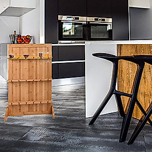 ikare Champagne Wall Holder for Party, 3-Tier Wooden Champagne Glass Flute Holder Wall Stand Rack, Wine Glass Holder Rack Floor Standing, 18 Glass Drinks Shelf, Champagne Tower Stand Wine Rack Display