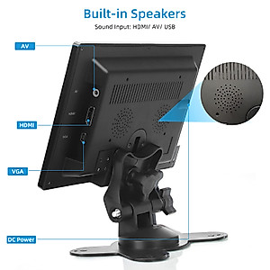 7 Inch Small Monitor, Raspberry Pi Monitor Built-in Speakers, Mini Monitor 1024 x 600, HDMI Monitor 60 Hz, 5ms, IPS Screen Display w/Remote Control, HDMI VGA AV BNC Input, Computer Monitor,PC Monitor