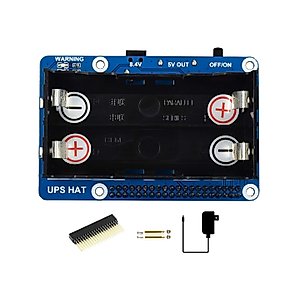 Waveshare UPS HAT for Raspberry Pi, 5V Uninterruptible Power Supply Charge and Power Output at The Same Time
