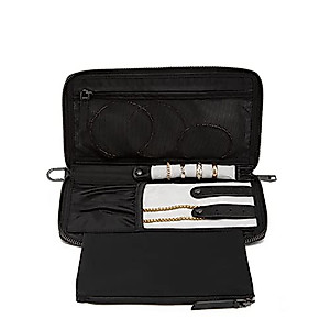TUMI Voyageur Vevay Jewelry Portfolio - Makeup Case Organizer for Travel - Pack Flat Cosmetic Bag - Black & Gunmetal Hardware