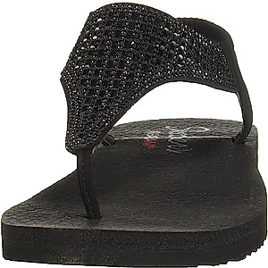 Skechers Cali Women's Meditation-Rock Crown Flat Sandal,black/black,6 M US