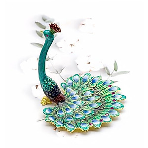 JWT Astyle Luxury Peacock Ring Holder Dish Jewelry Tray.Turquoise Peacock Decor Gifts Animal Figurines Trinkets Earring Necklace Storage Organizer