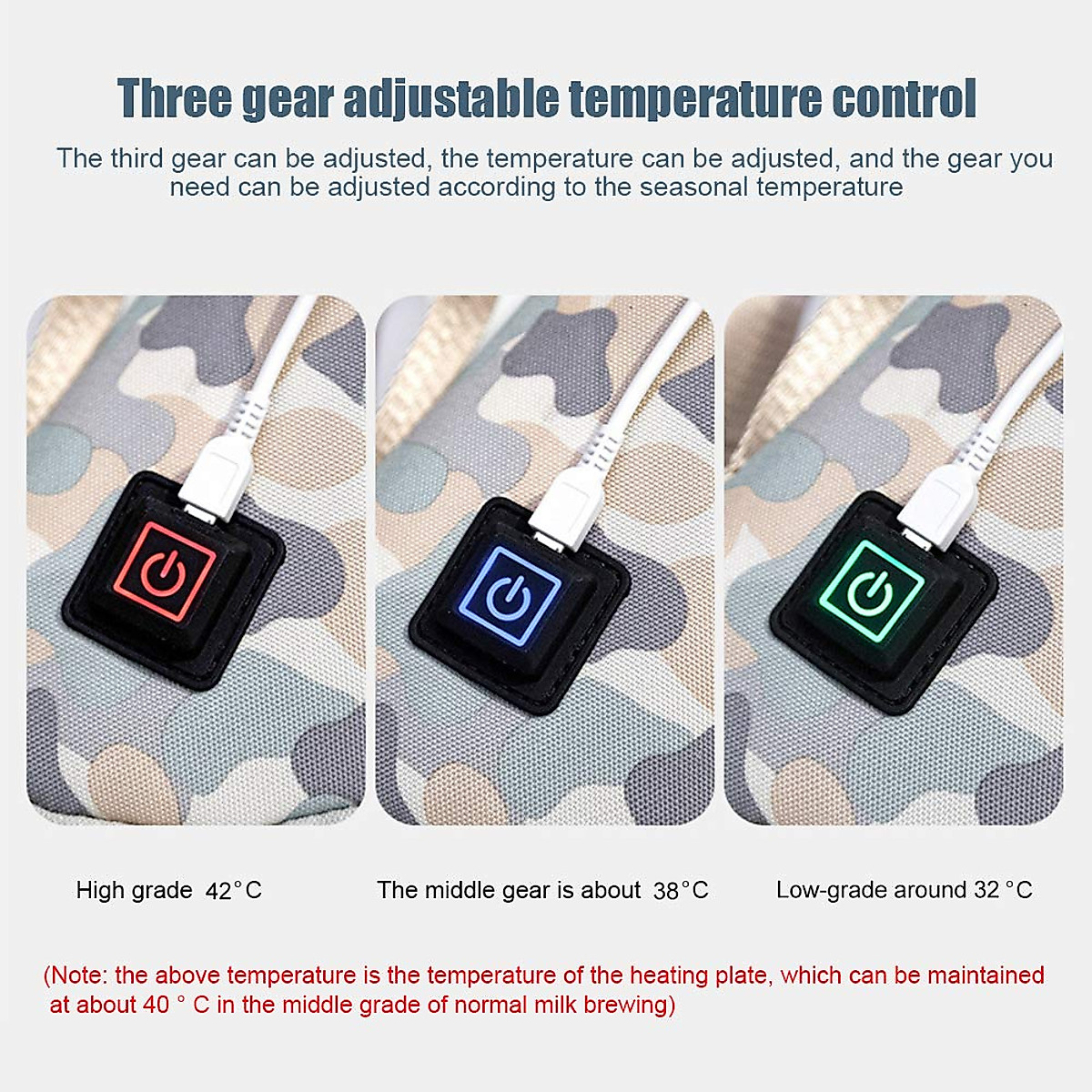 Portable Bottle Warmer, Milk Drink Heat Keeper USB Baby Bottle Warmer for Car Travel Indoor Outdoor Infant Bottle Thermostat 3 Gear Keep Warm(Camouflage)
