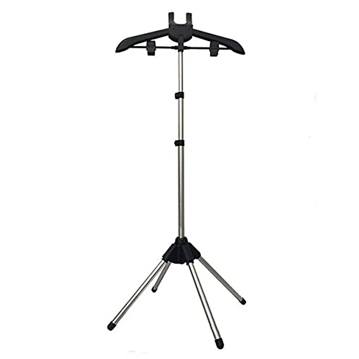 Luumerser Foldable Garment & Clothes Drying Rack,Adjustable Height,Handheld Hanging Ironing Machine Hanger Steam Ironing Machine Accessories Bracket (Black)