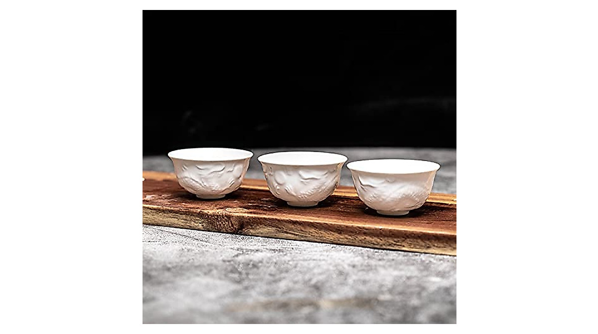 HonHeam Handmake Ceramic Mini Kungfu Tea Cups, Chinese Embossed Dragon ...