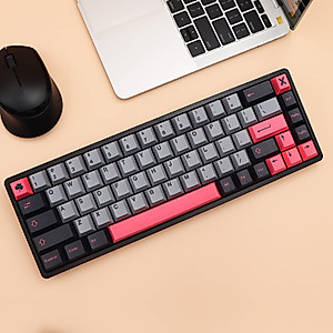 PBT GMK 8008 Keycaps, 129 Set MOLGRIA Keycaps 8008 for Gaming Keyboard, Cherry Profile Dye Sublimation Keycaps Gray and Pink with Keycap Puller for Gateron Kailh Cherry MX 104/87/74/61 60 Keyboard