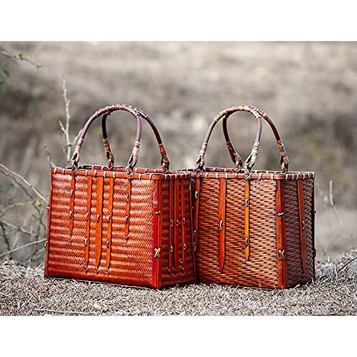 Womens Woven Bamboo Tote Bag Straw Clutch Bags Big Size Straw Bag Satchel Purses