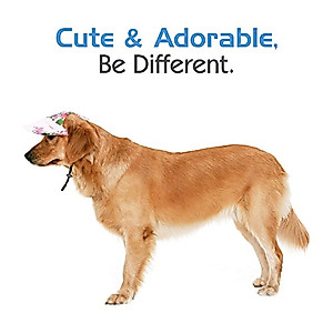 Pawaboo Dog Baseball Cap, Adjustable Dog Outdoor Sport Sun Protection Baseball Hat Cap Visor Sunbonnet Outfit with Ear Holes for Puppy Small Dogs, XL, Floral Purple