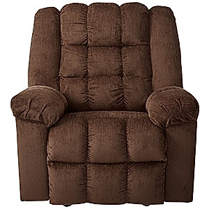 Signature Design by Ashley Ludden Ultra Plush Manual Rocker Recliner with Tufted Back, Dark Brown