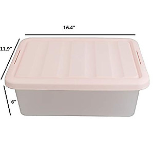 Ucake 14 Quart Plastic Storage Boxes with Pink Lids, 2 Packs