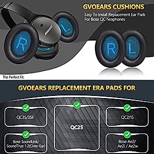 GEVO Upgraded Replacement Ear Pads for Bose QC25 Headphones- Cushions kit Also Fit QuietComfort2/15/35&35ii/Ae2/Ae2i/Ae2w and SoundLink 1&2/SoundTrue 1&2(Over-Ear)(Sky-Blue mats)