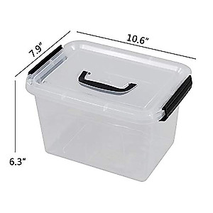 Sosody 6 Quart Plastic Storage Bins with Handles, Small Clear Lidded Storage Bins, 6 Packs