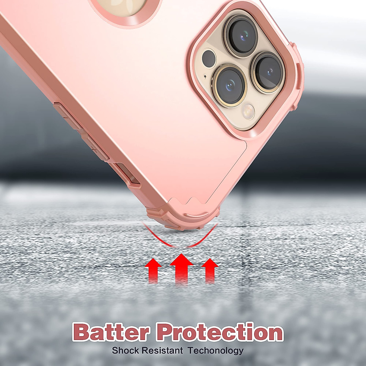 IDweel for iPhone 14 Pro Max Case,for iPhone 14 Pro Max with Screen Protector for Women, 3 in 1 Shockproof Slim Fit Hybrid Heavy Duty Hard PC Cover Soft Silicone Bumper Full Body Case,Rose Gold