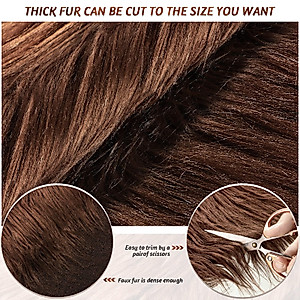 Tatuo Faux Fur Fabric Christmas Fluffy Fuzzy Craft Fake Fur Cuts Shaggy Synthetic Plush Patch Sewing DIY Winter Halloween Costume Gnome Beard Miniature Dolls Rugs Mats Gift(Brown,60 x 18 Inch)