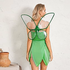 AvoDovA Costume Fairy Princess Dress Women Girls Fancy Halloween Birthday Dress Up Cosplay Outfit with Butterfly Wings (Women K-Green, L)