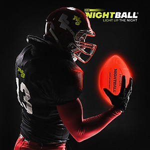 Nightball Tangle Glow in The Dark Inflatable LED Football - Light up Football with Bright LED Lights - Glow Football for Kids and Adults - Ideal Football Gifts for Teen Boys (Red)