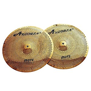 Arborea Low Volume Cymbal Mute Cymbal Golden 14" Hi-Hats Cymbal Drum Quite Cymbal For Practice (14"Hi-Hats)