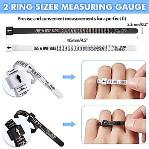 Anpro Ring Size Adjuster for Loose Rings- 118 Pcs Ring Size Adjusters Set Includes 16 Plug-in Invisible Ring Adjuster, 8 Spiral Silicone Tightener, EVA Invisible Sticker,Ring Size Measuring Tool