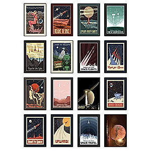 16 Vintage Style Space Postcards