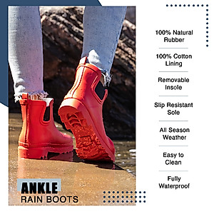 NORTY - Womens Ankle Rain Boots - Ladies Waterproof Winter Spring Garden Boot runs ½ size large Red Size 9