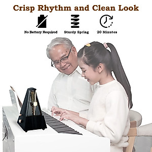 Tempi Mechanical Metronome for Musicians - 2-Year Warranty - Metronome for Piano/Guitar/Violin, Metronome Music for Adults and Kids (Molded Black Grain Veneer)