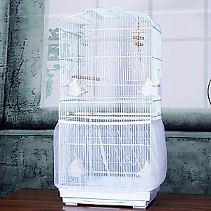 UEETEK Bird Cage Skirt Mesh Bird Cage Seed Catcher Guard Net Cover White Size L
