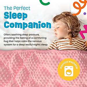 5lb Child's Weighted Blanket - Kids Weighted Blanket 5 Pounds (36" x 48") - Cute Dotted Texture Sensory Blanket - 5 lbs Weight Blanket for Kids Ages 4 to 7 - Machine Washable, Travel Friendly (Pink)