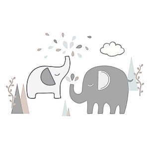 HUPO 6 PC Elephant Crib Bedding Sets for Baby Boys,Grey/White Crib Set with Crib Skirt/Quilt/Crib Sheet/3 Wall Stickers