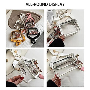 OANEXX Clear PVC Crossbody Bag Stadium Approved Transparent Shoulder Phone Purse with Wide Strap for Sports Concerts (black)